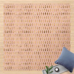 Bilderwelten Kork-Teppich Abstrakt beige Korkmatte - Goldene Ovale auf Altrosa - Deko Wohnzimmer Schlafzimmer