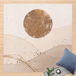 Bilderwelten Kork-Teppich Abstrakt gold Korkmatte - Aquarell Landschaft Sonnensturm - Deko Wohnzimmer Schlafzimmer