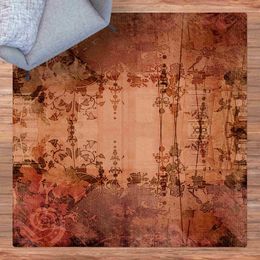 Bilderwelten Kork-Teppich Vintage rot Korkmatte - Old Grunge - Ornamente Wohnzimmer Schlafzimmer