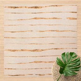 Bilderwelten Kork-Teppich Abstrakt beige Korkmatte - Goldene Wellen auf Hellbeige - Deko Wohnzimmer Schlafzimmer