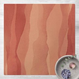 Bilderwelten Kork-Teppich Abstrakt rosa Korkmatte - Aquarell Landschaft Baumillusion - Deko Wohnzimmer Schlafzimmer