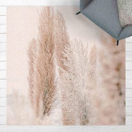 Bilderwelten Kork-Teppich Tropisch beige Korkmatte - Pampasgras im Wei&szlig;en Licht - Gr&auml;ser Wohnzimmer Schlafzimmer