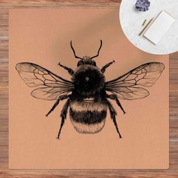 Bilderwelten Kork-Teppich Illustration schwarz Tiere Korkmatte - Illustration fliegende Hummel Schwarz - Insekten Wohnzimmer Schlafzimmer