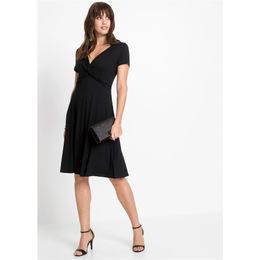 bonprix Damen Jerseykleid, schwarz, Gr. 40, Obermaterial: 95% Viskose, 5% Elasthan, Kleider, f&uuml;r warme Tage, aus Viskose und Elasthan, ausgestellte