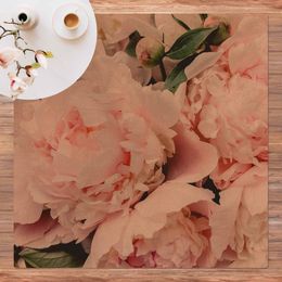 Bilderwelten Kork-Teppich Landhaus rosa Blumen Korkmatte - Pfingstrosen Hellrosa - Rose Wohnzimmer Schlafzimmer