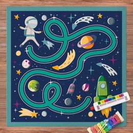 Bilderwelten Kork-Teppich Illustration bunt Korkmatte - Weltraum - R&uuml;ckweg zur Rakete - Auto Kinderzimmer Baby M&auml;dchen Jungen
