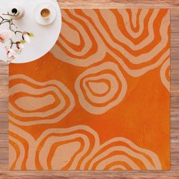 Bilderwelten Kork-Teppich Abstrakt orange originell Korkmatte - Inseln im Orangenen Meer - Deko Wohnzimmer Schlafzimmer