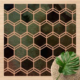 Bilderwelten Kork-Teppich Illustration gr&uuml;n Aquarell - Hexagontr&auml;ume Aquarell in Gr&uuml;n - Geometrisch Wohnzimmer Schlafzimmer
