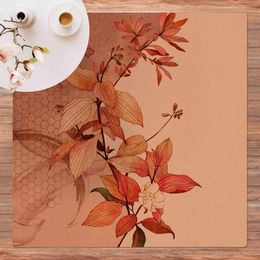 Bilderwelten Kork-Teppich Illustration rosa Aquarell - Romantisches Bl&uuml;tenaquarell mit Textur - Deko Wohnzimmer Schlafzimmer