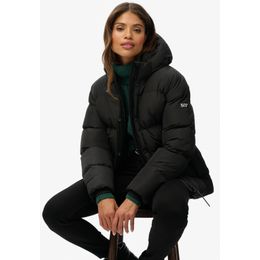 Superdry Damen Steppjacke "HOODED 5 BAFFLE SPORTS PUFFER", schwarz, Gr. S, unifarben, Web, Obermaterial: 100% Polyester, Jacken