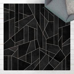 Bilderwelten Kork-Teppich Abstrakt schwarz weiss originell Korkmatte - Schwarz Wei&szlig; Geometrie Aquarell - Geometrisch Wohnzimmer Schlafzimmer