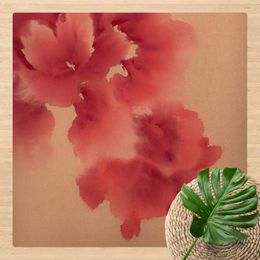 Bilderwelten Kork-Teppich modern beige Blumen Aquarell - K&uuml;nstlerische Flora I - Deko Wohnzimmer Schlafzimmer