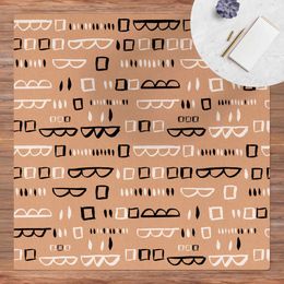 Bilderwelten Kork-Teppich Illustration schwarz weiss Korkmatte - Geometrische Symbolik in Schwarz Wei&szlig; - Geometrisch Wohnzimmer Schlafzimmer