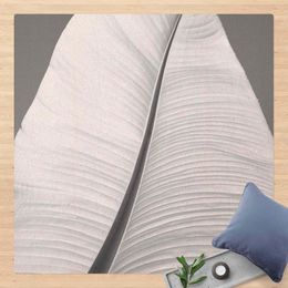 Bilderwelten Kork-Teppich Tropisch schwarz weiss Korkmatte - Paradiesisches Detail Schwarz Wei&szlig; - Pflanzen Wohnzimmer Schlafzimmer