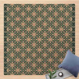 Bilderwelten Kork-Teppich Illustration t&uuml;rkis Fliesenoptik - Geometrischer Fliesenmix Herzen T&uuml;rkis - Deko Wohnzimmer Schlafzimmer