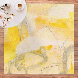 Bilderwelten Kork-Teppich Abstrakt gelb originell Korkmatte - Schneeberge im Sonnenlicht - Deko Wohnzimmer Schlafzimmer