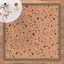 Bilderwelten Kork-Teppich modern bunt Mosaik - Detailliertes Terrazzo Muster Agrigento mit Rahmen - Deko Wohnzimmer Schlafzimmer