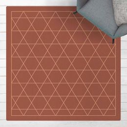 Bilderwelten Kork-Teppich Illustration rot Korkmatte - Geometrisches Muster sechseckige Sterne mit Rahmen - Geometrisch Wohnzimmer Schlafzimmer