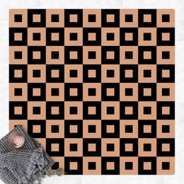 Bilderwelten Kork-Teppich Illustration schwarz weiss Korkmatte - Geometrisches Muster aus Schwarz Wei&szlig;en Quadraten - Geometrisch Wohnzimmer Schlafzimmer
