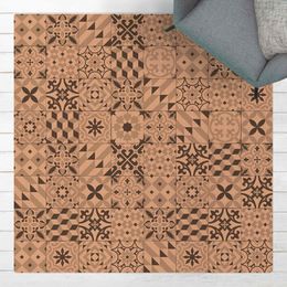Bilderwelten Kork-Teppich Illustration grau Fliesenoptik - Geometrischer Fliesenmix Grau - Deko Wohnzimmer Schlafzimmer