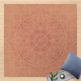 Bilderwelten Kork-Teppich modern rosa originell Aquarell - Mandala Aquarell Ornament rosa - Ornamente Wohnzimmer Schlafzimmer