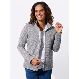 Casual Looks Damen Fleecejacke, grau, Gr. 40, meliert, 100% Polyester, Besatz:8% Elasthan, 92% Polyester, Jacken