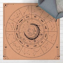 Bilderwelten Kork-Teppich Illustration schwarz Spirituell Korkmatte - Astrologie Mond und Sternzeichen - Sternzeichen Wohnzimmer Schlafzimmer