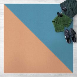 Bilderwelten Kork-Teppich Unifarben t&uuml;rkis Korkmatte - Einfaches Azurblaues Dreieck - Geometrisch Wohnzimmer Schlafzimmer