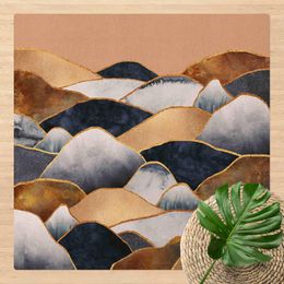 Bilderwelten Kork-Teppich Abstrakt gold originell Aquarell - Goldene Berge Aquarell - Deko Wohnzimmer Schlafzimmer