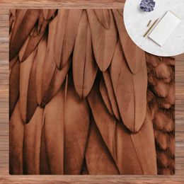 Bilderwelten Kork-Teppich Motiv braun Federn Korkmatte - Federn in Rosegold - Feder Wohnzimmer Schlafzimmer