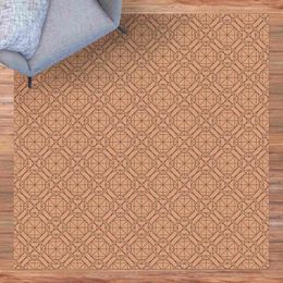 Bilderwelten Kork-Teppich modern schwarz weiss Korkmatte - Geometrisches Muster mit Kreisen und Rauten in Grau - Geometrisch Wohnzimmer Schlafzimmer