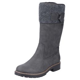 Rieker Damen Winterstiefel, Gr. 37, grau, Filz, Lederimitat, unifarben, Basic, Schuhe, Boots, Blockabsatz, mit wasserabweisender RiekerTEX-Membran