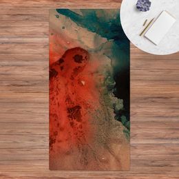 Bilderwelten Kork-Teppich Abstrakt rot originell Korkmatte - Farbige Wasserspiele - Deko Wohnzimmer Schlafzimmer