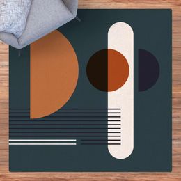 Bilderwelten Kork-Teppich Abstrakt petrol Korkmatte - Bauhaus Dresden - Geometrisch Wohnzimmer Schlafzimmer