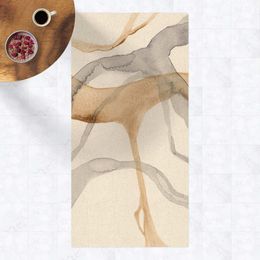 Kork-Teppich - Flie&szlig;endes Rinnsal - modern beige originell Aquarell Deko Wohnzimmer Schlafzimmer