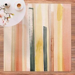 Bilderwelten Kork-Teppich Illustration bunt Aquarell - Aufstieg der Korallen - Streifen Wohnzimmer Schlafzimmer