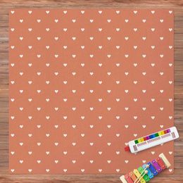 Bilderwelten Kork-Teppich Illustration rosa Korkmatte - No.YK59 Wei&szlig;e Herzen auf Rosa - Herz Kinderzimmer Baby M&auml;dchen Jungen