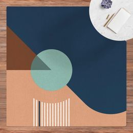 Bilderwelten Kork-Teppich Abstrakt blau Korkmatte - Bauhaus Berlin - Geometrisch Wohnzimmer Schlafzimmer
