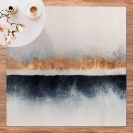 Bilderwelten Kork-Teppich Abstrakt gold originell Aquarell - Goldener Horizont Aquarell - Deko Wohnzimmer Schlafzimmer