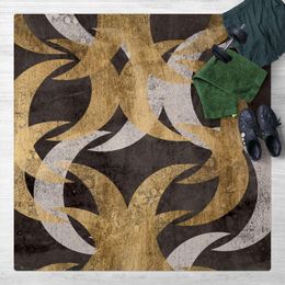 Bilderwelten Kork-Teppich Illustration gold Aquarell - Goldene und Silberne Halbmonde - Ornamente Wohnzimmer Schlafzimmer
