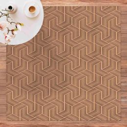 Bilderwelten Kork-Teppich modern grau Korkmatte - 3D Muster mit Streifen in Silber - Geometrisch Wohnzimmer Schlafzimmer