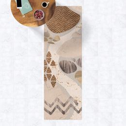 Bilderwelten Kork-Teppich Abstrakt beige Holzoptik - Abstrakter Steinbruch Pastellmuster - Retro Wohnzimmer Schlafzimmer