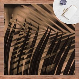 Bilderwelten Kork-Teppich Motiv gr&uuml;n Natur Korkmatte - Schattenspiel auf Palmenwedel - Palme Wohnzimmer Schlafzimmer