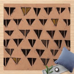Bilderwelten Kork-Teppich Abstrakt schwarz weiss originell Korkmatte - Abstrakte Hufe im Schnee - Geometrisch Wohnzimmer Schlafzimmer