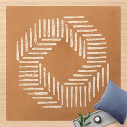 Bilderwelten Kork-Teppich Abstrakt beige originell Korkmatte - Sandfarbene moderne Geometrie - Geometrisch Wohnzimmer Schlafzimmer
