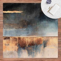 Bilderwelten Kork-Teppich Abstrakt gold originell Aquarell - Abstraktes Seeufer in Gold - Deko Wohnzimmer Schlafzimmer