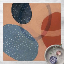Bilderwelten Kork-Teppich Abstrakt blau originell Korkmatte - Orbit mit Punkten I - Deko Wohnzimmer Schlafzimmer