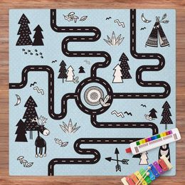 Bilderwelten Kork-Teppich Illustration schwarz Korkmatte - Stra&szlig;e - Schl&auml;ngel dich durch - Auto Kinderzimmer Baby M&auml;dchen Jungen