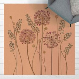 Bilderwelten Kork-Teppich Tropisch pastell Blumen Korkmatte - Allium Illustration - Pflanzen Wohnzimmer Schlafzimmer