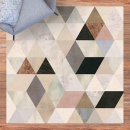 Bilderwelten Kork-Teppich Abstrakt pastell Korkmatte - Aquarell-Mosaik mit Dreiecken I - Geometrisch Wohnzimmer Schlafzimmer